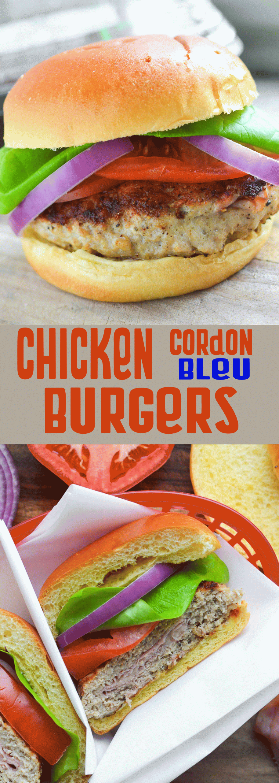 Chicken Cordon Bleu Burgers - My Modern Cookery