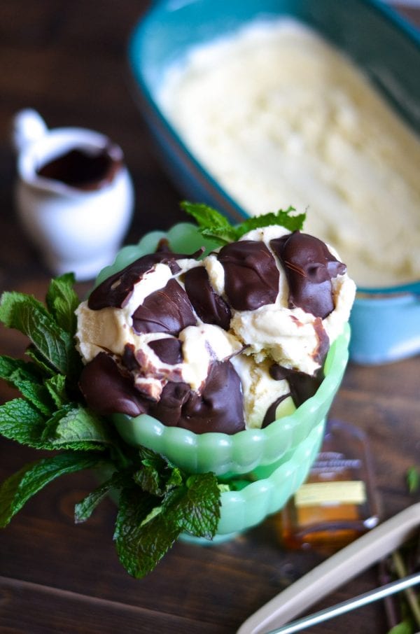 Mint Ice Cream with Bourbon Magic Shell - My Modern Cookery