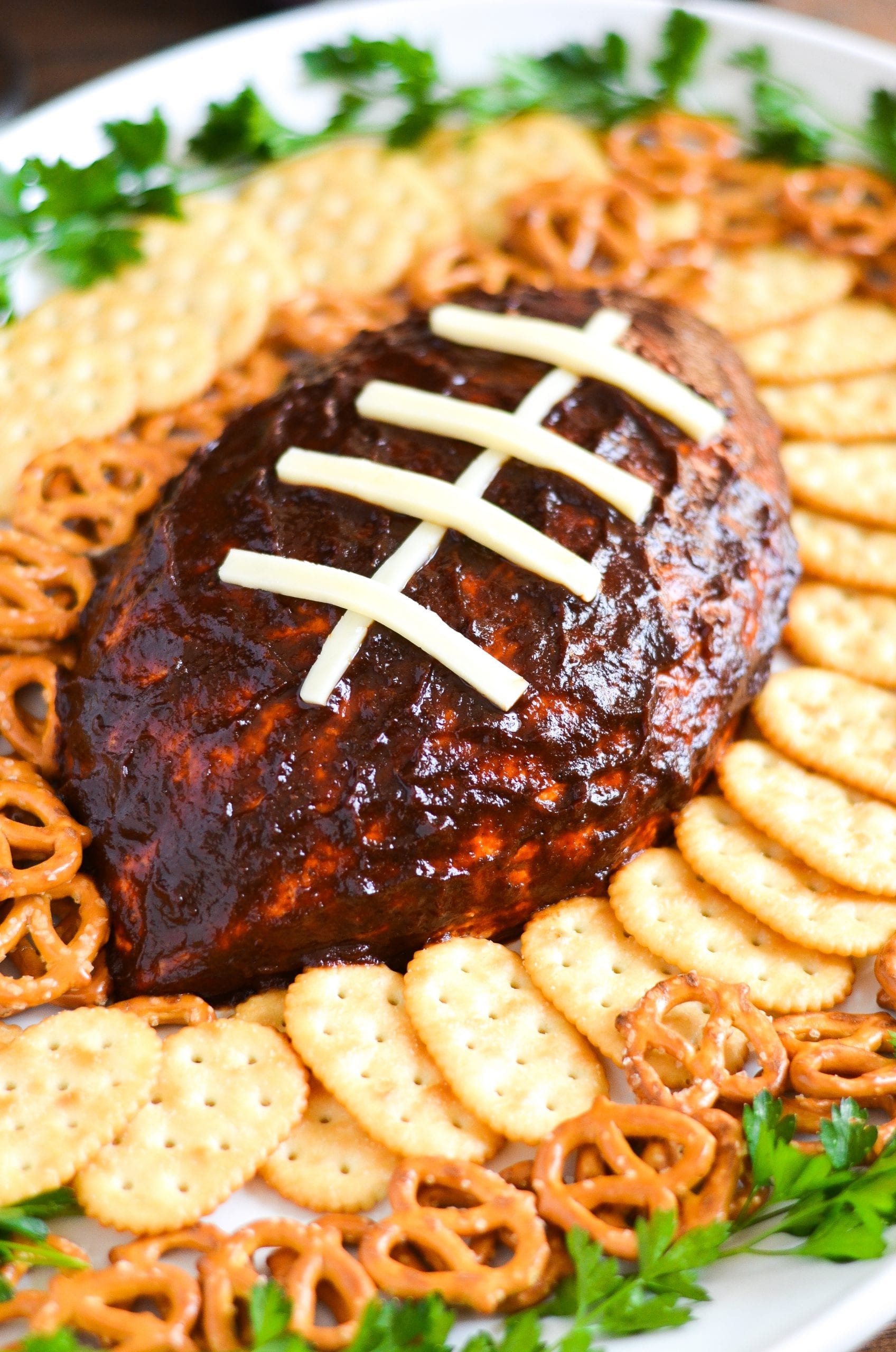 Football BBQ Pulled Pork Cheese Ball - My Modern Cookery