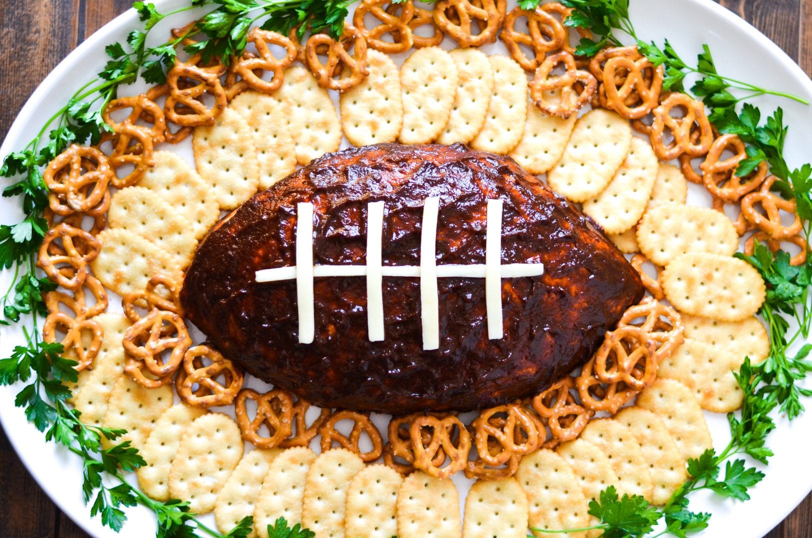 Football BBQ Pulled Pork Cheese Ball - My Modern Cookery