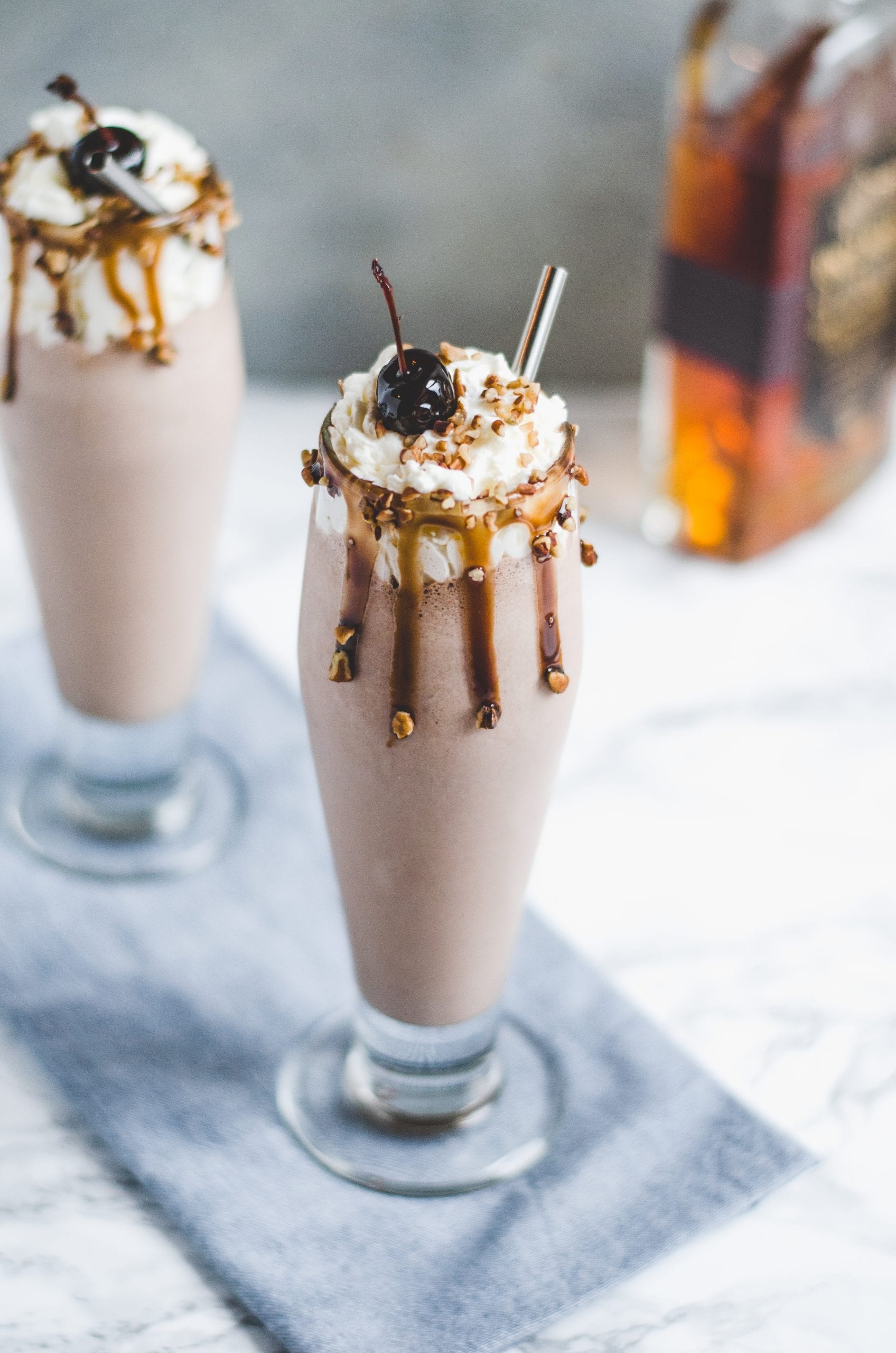 Chocolate Bourbon Butter Pecan Milkshakes - My Modern Cookery