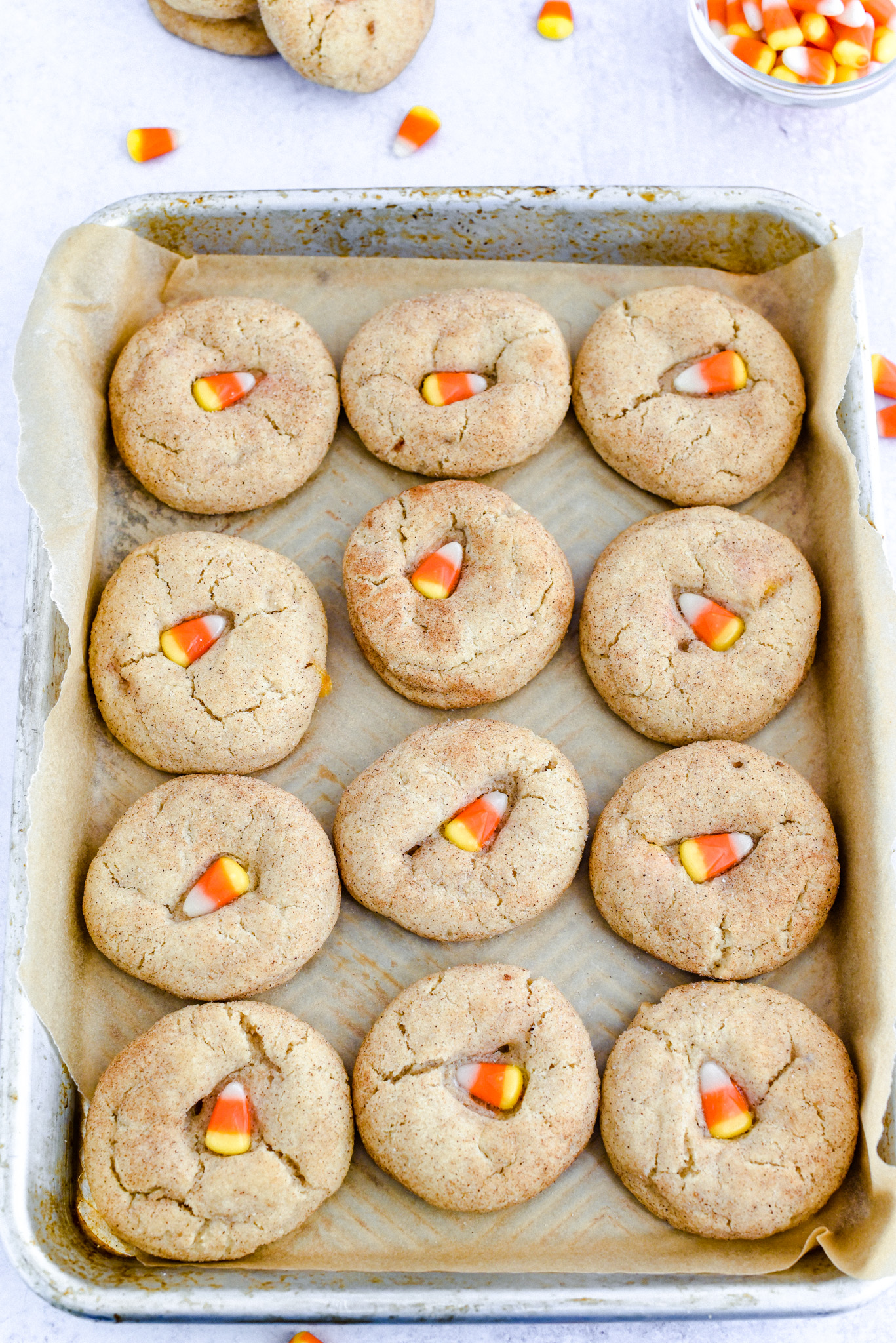 Candy Corn Snickerdoodles - My Modern Cookery