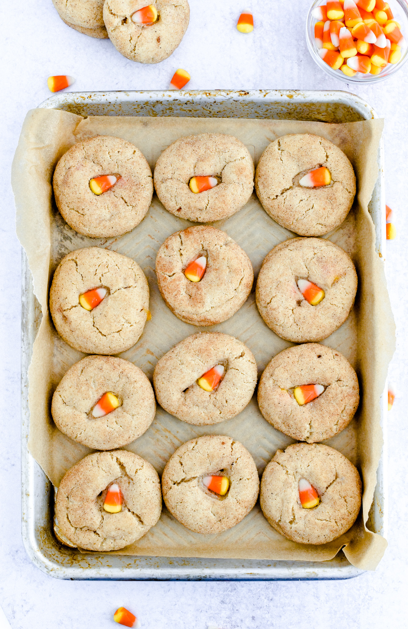 Candy Corn Snickerdoodles - My Modern Cookery